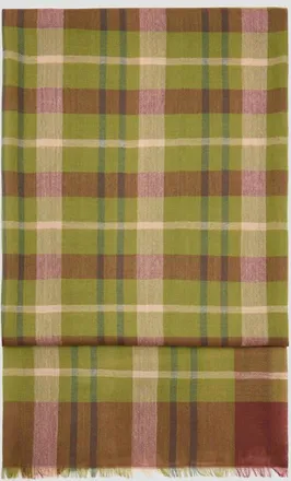 Mango &Eacute;charpe 100 % laine &agrave; carreaux vert - Femme - Taille unique - MANGO