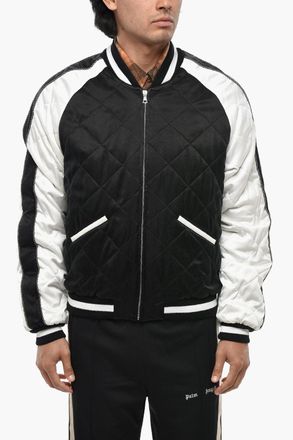 Palm Angels Quilted Sukajan Bomber With Back Embroidery Palm Angels