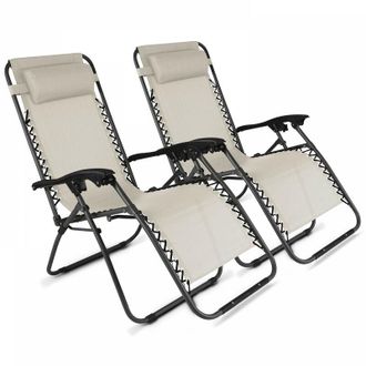 Oviala Lot de 2 fauteuils lounge en acier taupe