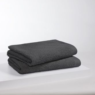 s.Oliver 2 TLG Duschtuch Set 70x140cm - 100% Baumwolle, 600 g/m², weich & saugstark, Doppelpack Duschtücher schwarz