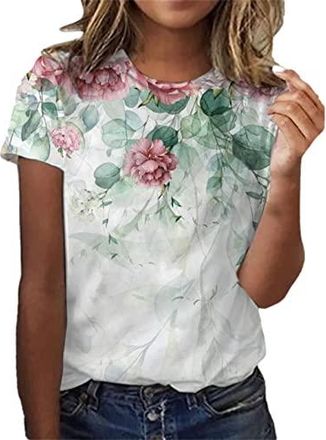 Generic T-shirt d&eacute;t&eacute; pour femme, t-shirt &agrave; manches courtes, chemisier d&eacute;contract&eacute;, t-shirt d&eacute;t&eacute;, haut d&eacute;contract&eacute;, t-shirt d&eacute;t&eacute;, v&ecirc;tements pour adolescentes, 