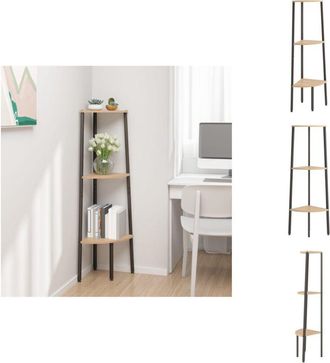 vidaXL Vidaxl - Eckregal mit 3 Ablagen Hellbraun und Schwarz 45,5x31,5x120 cm - Eckschrank - B&uuml;cherregal - Raumsparsamkeit - Stauraum - Metallregal