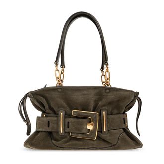 Balmain Femme, Sacs, Vert, Taille: ONE Size Anthem Suede Leather Bag