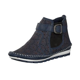 Gemini Damen Stiefelette Leder Cutouts floral Muster 382019-19, Gr&ouml;&szlig;e:37 EU, Farbe:Blau