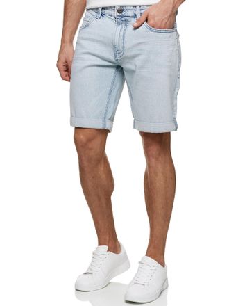 Indicode Herren Caden Jeans Shorts mit 5 Taschen | Herrenshorts Used Look für Männer Foam Blue, XXL