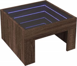 Generic Couchtisch mit Infinity-LED, Beistelltisch, Wohnzimmertisch, Kaffeetisch, Stubentisch, Sofatisch Modern f&uuml;r Wohnzimmer/B&uuml;ro(Grau Sonoma 70x50x30 cm) (