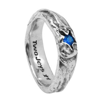 TwoJeys Homme, Accessoires, Gris, Taille: 51 MM Bague Pierre Bleue