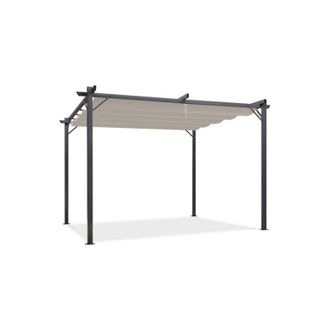 IDMarket Pergola toit r&eacute;tractable 4 pieds 3x4 M tonnelle taupe