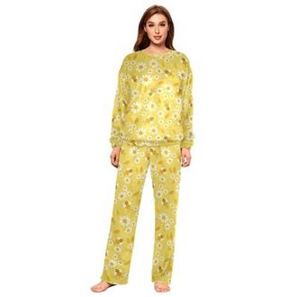 Alaza Ensemble de pyjama en polaire pour femme, grenouille mignonne pour femmes, vêtements de détente deux pièces, vêtements de nuit, pyjama thermique, supe