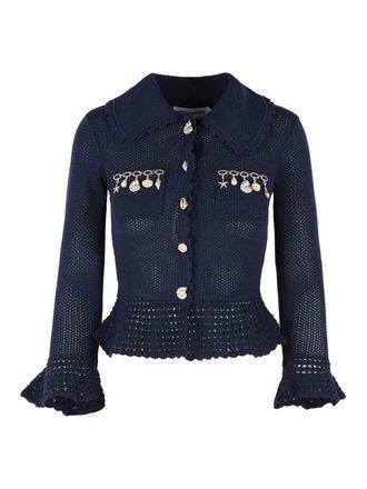 Self Portrait Cardigan - Bleu Fonc&eacute;