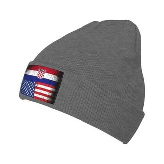 Generic Drapeau Am&eacute;ricano-Croate Fiert&eacute; Croate Unisex Bonnet De Trawler &Eacute;lastique Bonnets Tricot&eacute; Respirant Bonnet De P&ecirc;cheur pour Course &Agrave; Pied Le Quotidien 