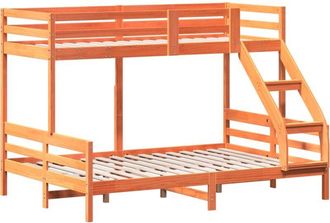 vidaXL Etagenbett 90x200/140x200 cm Wachsbraun Massivholz Kiefer vidaXL