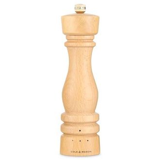 Cole & Mason Salzmühle London - nachfüllbare Gewürzstreuer mit Premium-Holz-Design - verstellbar für feine bis grobe Gewürze - Buchenholz, 22 cm