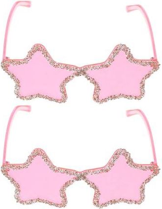 UPKOCH Lot de 2 Lunettes de Soleil sans Monture Roses avec D&eacute;coration Brillante, Lunettes de Couleur Festive et Verres de F&ecirc;te Amusants, L&eacute;g&egrave;res et Portables