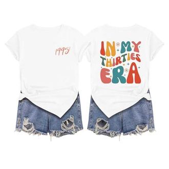 Generic T-shirt d&eacute;contract&eacute; pour femme &laquo; Summer in My Thirties Era &raquo; pour 30e anniversaire, sortie, course &agrave; pied, coupe ample, joli graphisme, tendance, pour