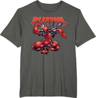 MARVEL Deadpool Drawing Sword Action Pose Comic Cover Art T-Shirt