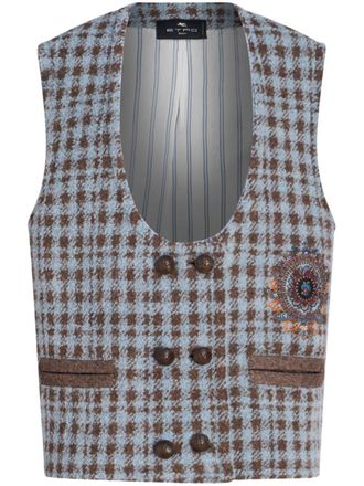 Etro gilet à motif pied-de-poule - Bleu