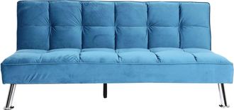 Mendler Sofa HWC-K21, Klappsofa Couch Schlafsofa, Nosagfederung Schlaffunktion Liegefläche 181x107cm - Samt, blau
