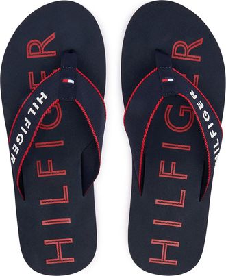 Tommy Hilfiger Zehentrenner Tommy Hilfiger Sporty Hilfiger Beach Sandal FM0FM05913 Dunkelblau