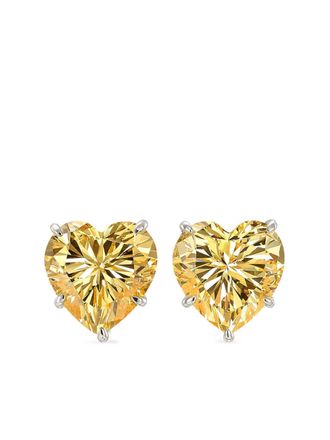 Anabela Chan puces doreilles Canary Heart en or blanc 18ct - Argent