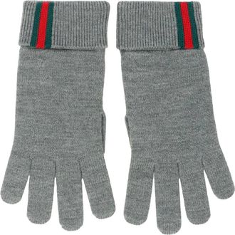Gucci Handschuhe mit Webdetail - Grau