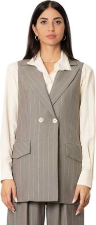 Simona Corsellini Femme, Vestes, Gris, Taille: 42 FR Gilet gessato