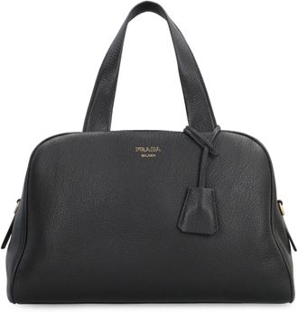Prada Womens Leather Boston Bag Black Handbags Hand