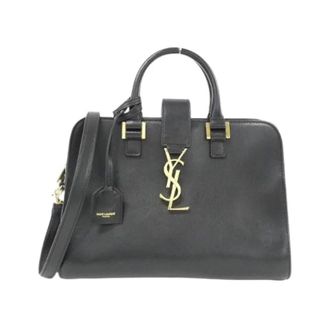 Saint Laurent Sac &agrave; main Baby Cabas Monogram en cuir de veau Pre-owned - Femme - Pre-owned - Noir - Taille: ONE Size