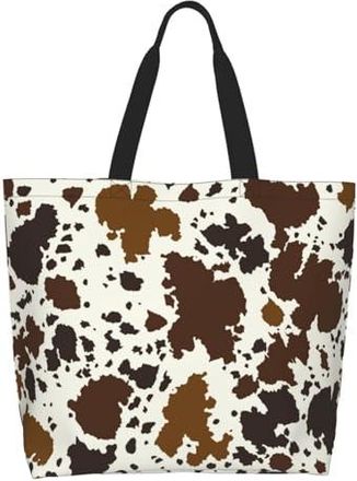 Generic Imprim&eacute; Vache Brune Sac Fourre-Tout L&eacute;ger Tote Bag Grand Sac A Main Femmes Pour Voyage Gym Universit&eacute;
