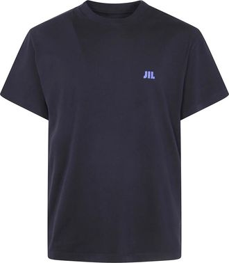 Jil Sander Homme, Tops, Noir, Taille: S T-shirt brod&eacute; &agrave; manches courtes et col rond