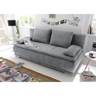 Fredriks home24 Schlafsofa Collana Grau/Hellanthrazit Microfaser Ranu 208 x 93 x 105cm Modern