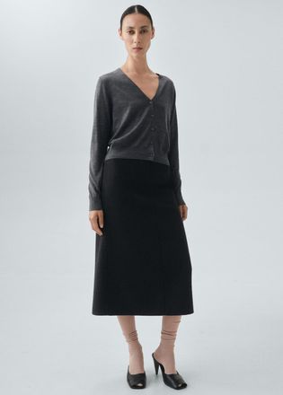 Mango Cardigan 100 % laine m&eacute;rinos gris chin&eacute; moyen - Femme - XS - MANGO