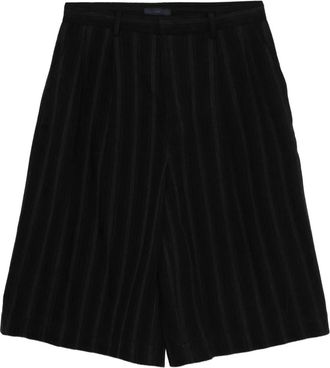 Juun.J short plissé à fines rayures - Noir