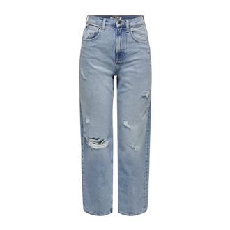 Only Only, Femme, Jeans, Bleu, Taille: W27 Denim High Waist Straight Leg Jeans