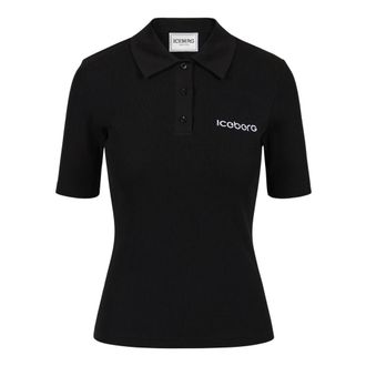 Iceberg Femme, Tops, Noir, Taille: 40 FR Polo Slim en Jersey C&ocirc;tel&eacute;