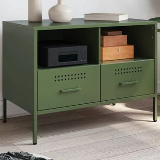 vidaXL Meuble tv vert olive 68x39x50,5 cm acier - Vidaxl