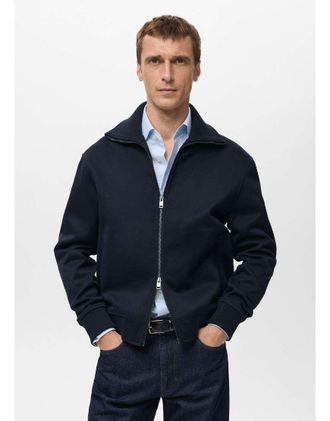 Mango Sweatshirt in Marineblau mit Rei&szlig;verschluss