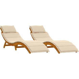 vidaXL Vidaxl - Sonnenliege 2 pcs Beige 184 x 55 x 64cm Massivholz Akazie