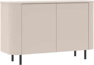 Altobuy Buffet 2 portes finition laqu&eacute; beige design coins arrondis pieds m&eacute;tal noir - LYNA