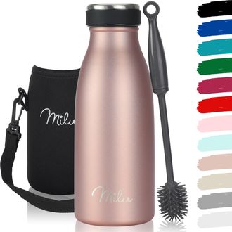Milu Edelstahl Trinkflasche 350ml, 500ml, 750ml, 1L, 1,5L - Thermosflasche für Kinder Erwachsene auslaufsicher Isolierflasche Kohlensäure geeignet- inkl. R