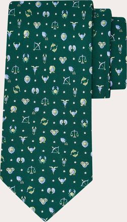 Ferragamo Herren Seidenkrawatte mit Horoskop-Print Gr&uuml;n