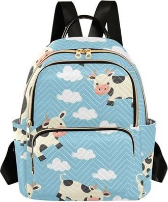 Mnsruu Mini sac à dos pour femme, motif vaches, ferme, nuages blancs, petit sac à dos tendance pour femme, sac à dos décontracté, Multi202, S