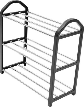 Lurrose Praktisches Dreistöckiges Schuhregal aus Edelstahl und Kunststoff Stabiler Schuhorganizer für Bad und Schlafzimmer Platzsparendes Multifunktionales Sc