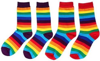 BESTONZON 2 Paires Chaussettes Rayées -mollet Unisexes Motif Arc-ciel Confortables et Résistantes Adaptées à Toutes Saisons pour Homme et Femme