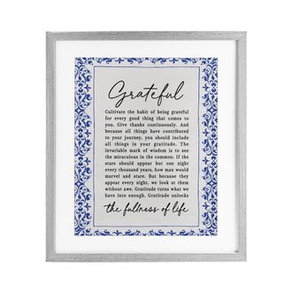 Stupell Industries Gratitude Unlocks Fullness Of Life Gerahmter Druck unter Glas, Design von Lettered and Lined, 53,3 x 43,2 cm, Grau