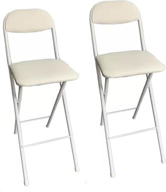 Generic 2 St&uuml;ck Klappbare Fr&uuml;hst&uuml;ck St&uuml;hle mit Fu&szlig;st&uuml;tzen-R&uuml;ckenlehne, Tragbare Klappbare Barhocker, Hochst&uuml;hle f&uuml;r die K&uuml;chentheke(White,65cm/26in)