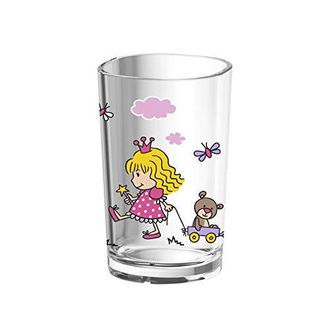 Emsa Kinder-Trinkglas Kids, 0,2 Liter, Motiv: Princess, Bunt, 516274, Pink