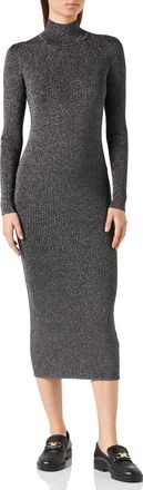 HUGO BOSS Damen Sotellette Lang geschnittenes Pulloverkleid aus funkelndem Gewebe Schwarz XL