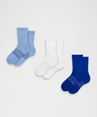 lululemon Chaussettes montantes Power Stride unisexes Lot de 3 - Blue/Blanc - Taille XL