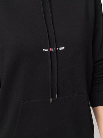 Saint Laurent Logo Print Hoodie - Black